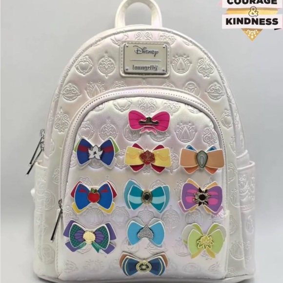 Loungefly | Accessories | Loungefly White Backpack With Colorful Bow ...